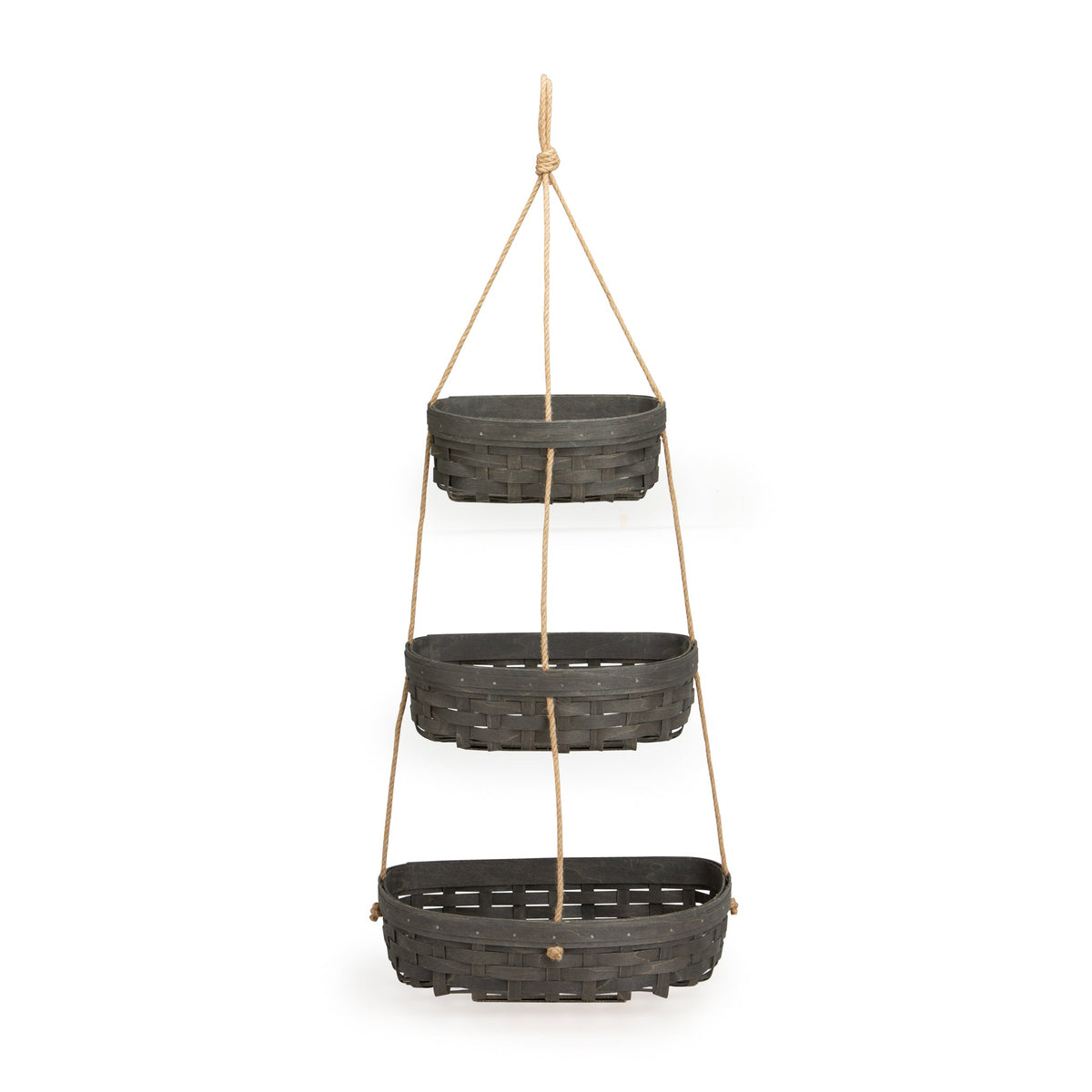 Hanging Three Tier Basket with Protectors - Pewter — Longaberger