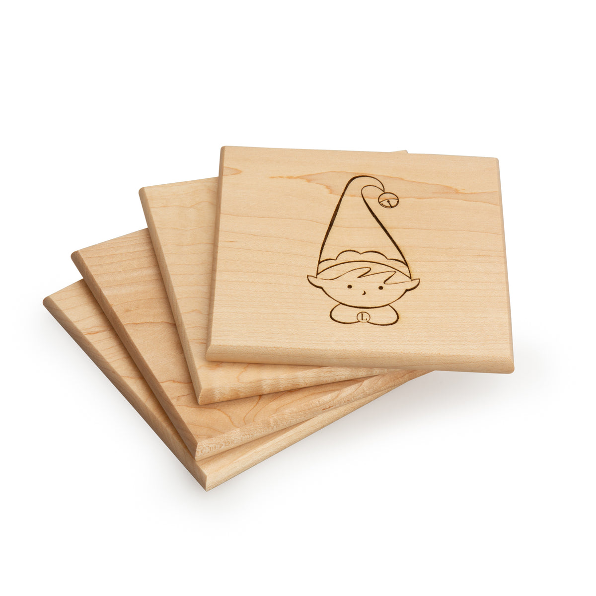 Elf Holiday Wood Coaster Set — Longaberger