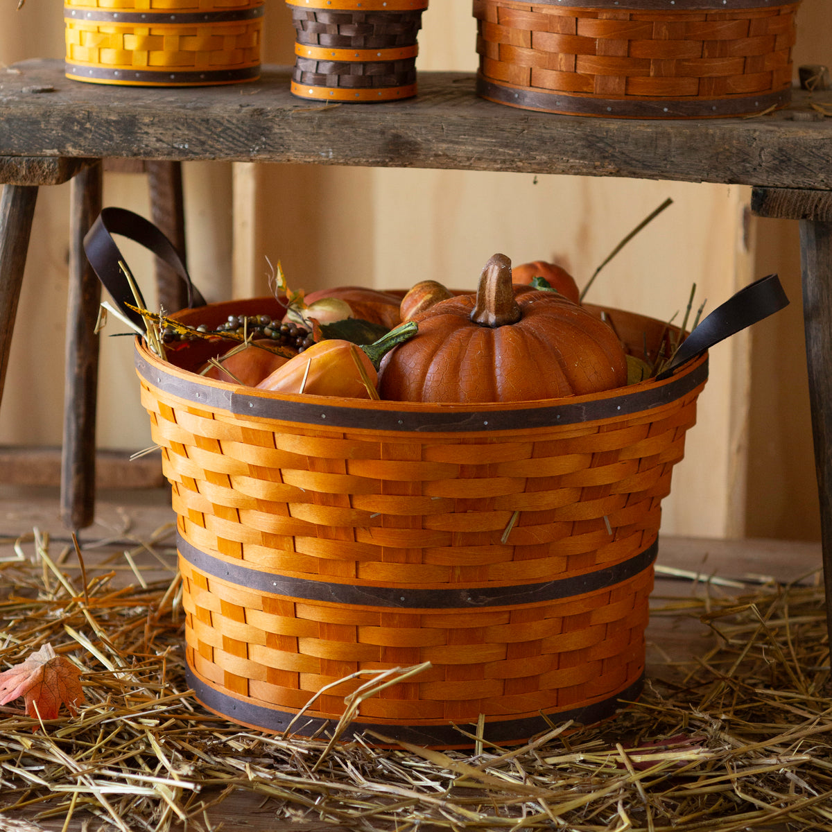 Harvest Large Bushel Basket with Protector - Pumpkin Spice — Longaberger